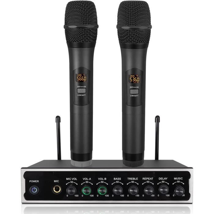 Système De Microphone Sans Fil Double Sans Fil Rechargeable Uhf Avec ...