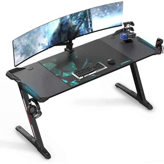 Bureau Gaming Led Bureau Gamer 156 X 64 Cm Pieds En Forme Z Bureau ...