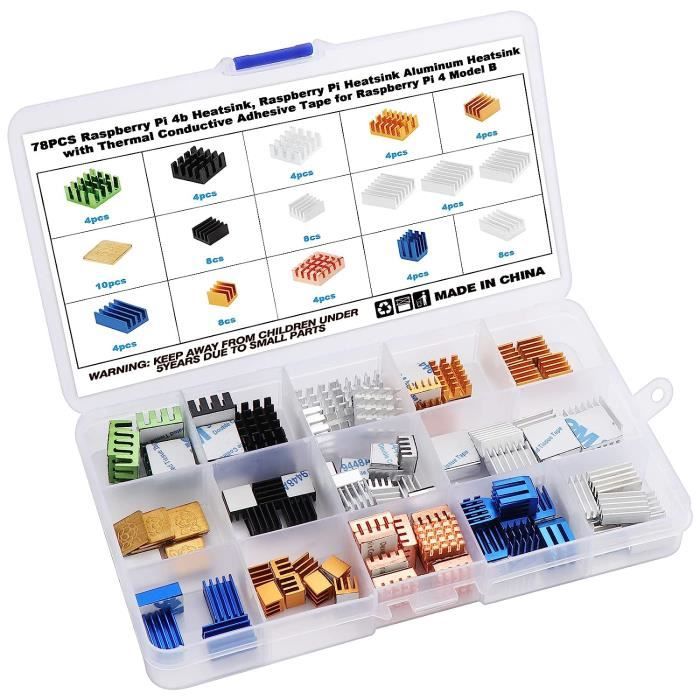 HSEAMALL Kit de 78 dissipateurs thermiques pour Raspberry Pi 4 modèle B ...