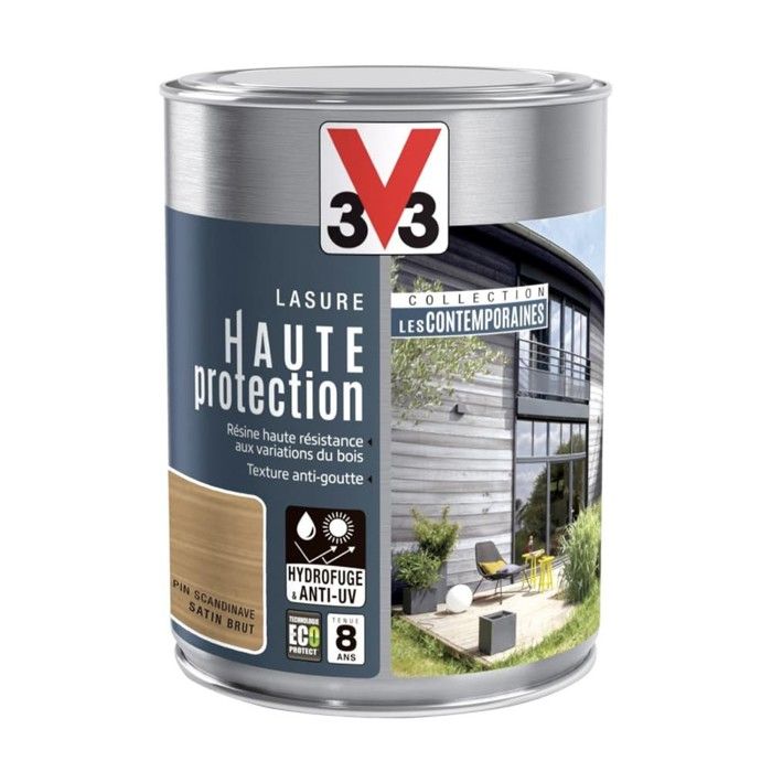 Lasure Haute Protection Les Contemporaines - V33 - Pin scandinave - Satiné - 1 L - Extérieur ...