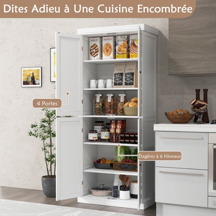 GIANTEX Buffet de Cuisine, Armoire de rangement Haute à 6 Niveaux, 2 ...