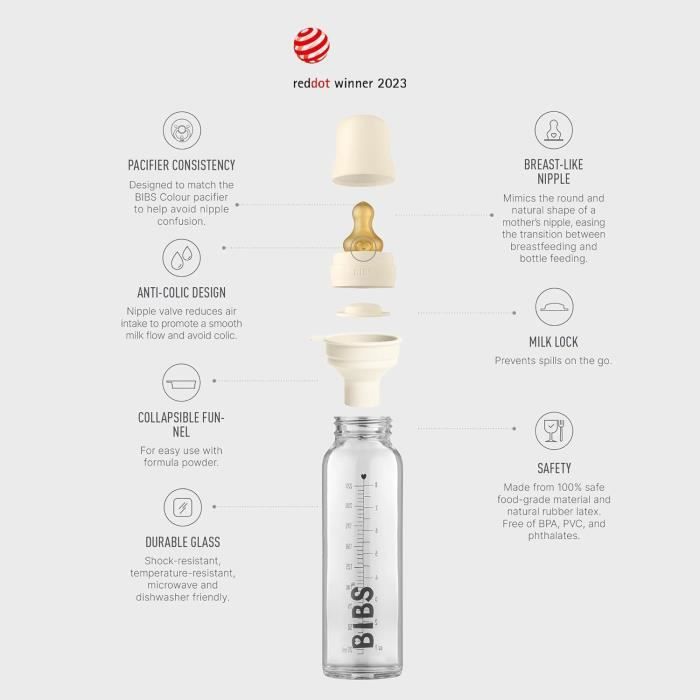Baby Glass Bottle. Anti-Colique. Embout Rond En Latex De Caoutchouc ...