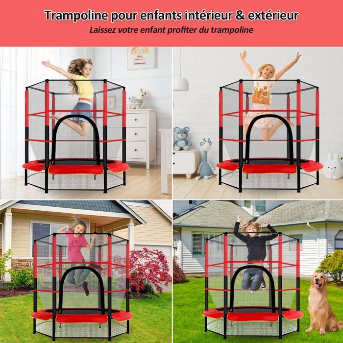 Trampoline pour Enfants Ø140cm, Trampoline Extérieur et Intérieur avec ...