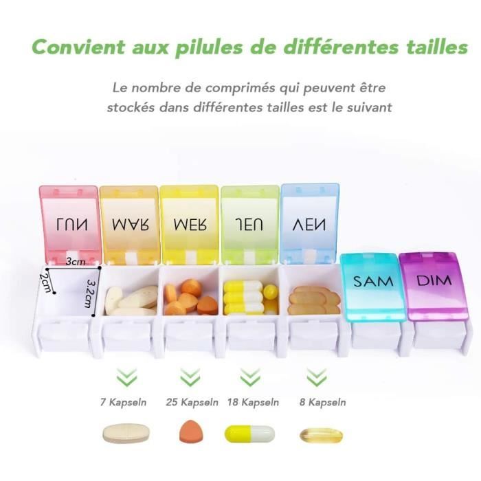 Pilulier Semainier Français 7 Jours Matin et Soir, Boîte à Pilules 14 ...