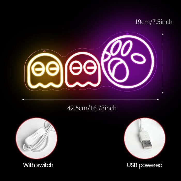 Pacman Enseigne Au Néon Gamer Pour Décoration Led Gaming Neon ...