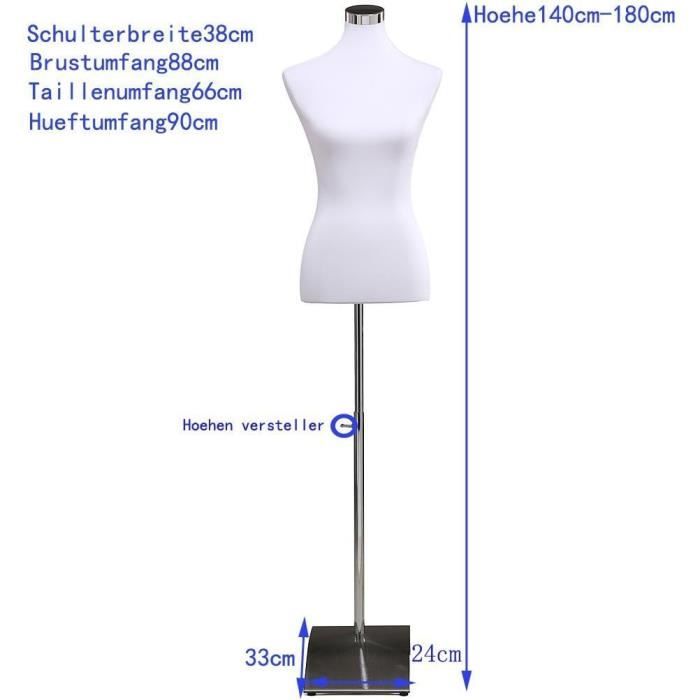 Loywe LW6020W Mannequin pour Femme Buste Torse Taille 36-38 Blanc4 ...