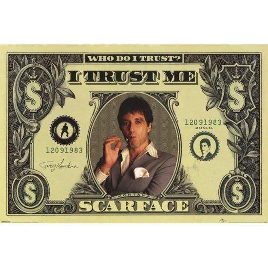 Poster Film Scarface Dollar Bill (91.5 X 61Cm)[u1634] - Cdiscount Maison