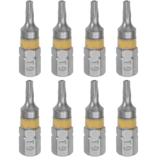 8pcs T9 Torx Hex Tournevis Morceau 1-4" Hex Tige 1" Longueur S2 Acier ...