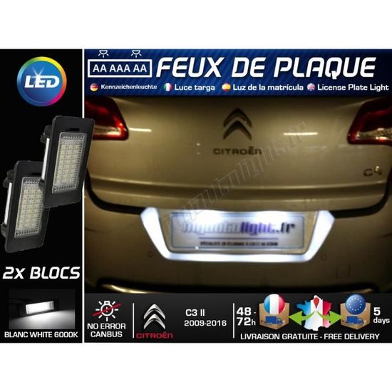 Modules LED plaque immatriculation - Citroen C3 II - Cdiscount Auto