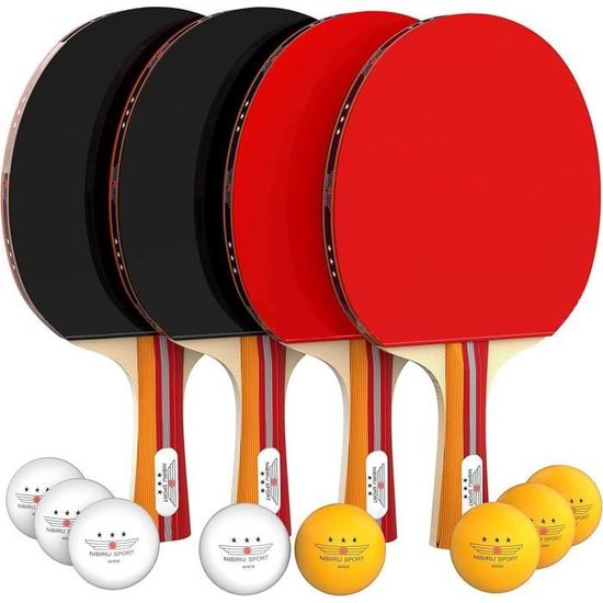 Ping Pong Paddle Set (4-Player Bundle) Premium Rackets 3 Star Balls ...