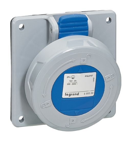 Prise à entraxes unifiés fixe P17 plastique IP66/67 IK09 2P+T 16A 200V ...