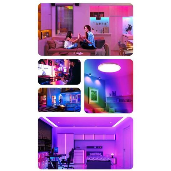 12 Pouces 28W RGB + 3CCT LED Plafonnier 85V-265V 3000K-4000K-6500K ...