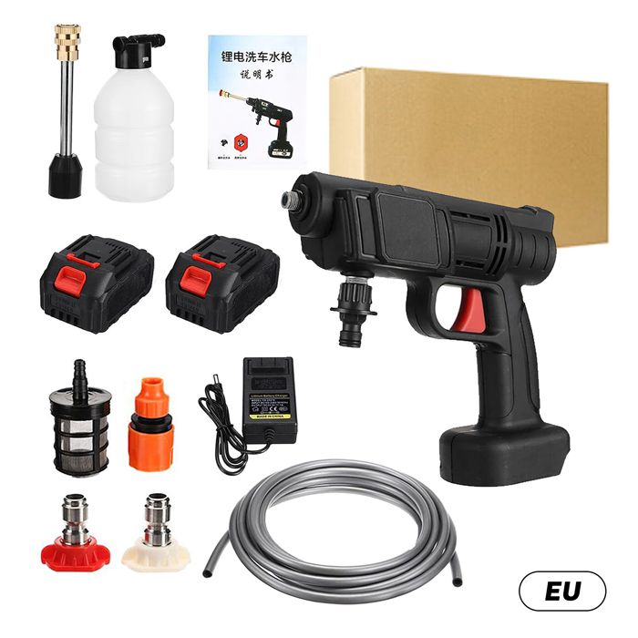 Nettoyeur Haute Pression Sans Fil Portable 21 V 30 Bar avec 2 Batteries et Tuyau de 5M Outil de ...