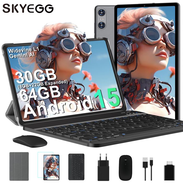 SKYEGG Tablette tactile Android 15-Tablette 10.1"HD -30Go+64Go(1To TF ...