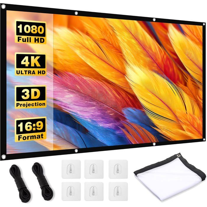 Écran de projection portable 120"-KAL-16:9 HD,pliable,double face anti ...