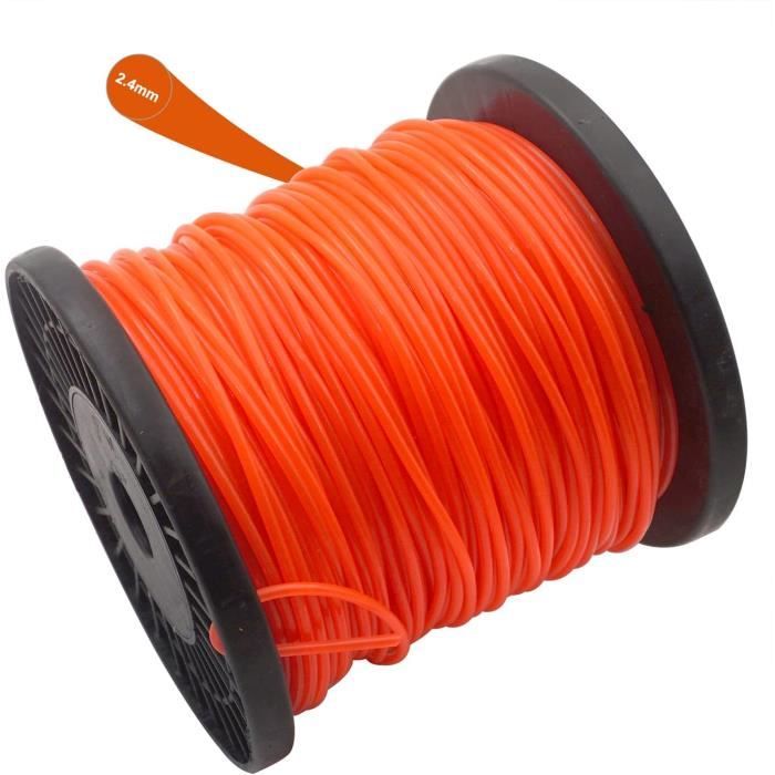 Fil rond en nylon pour débroussailleuse et débroussailleuse - 2,4 mm x 100 m - Orange I24X.[Z186 ...