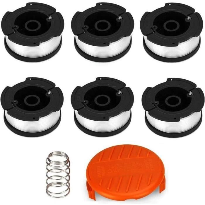 Eletek Lot de 6 bobines de fil pour coupe-bordure Black & Decker Fil en nylon Longueur 9 m ...