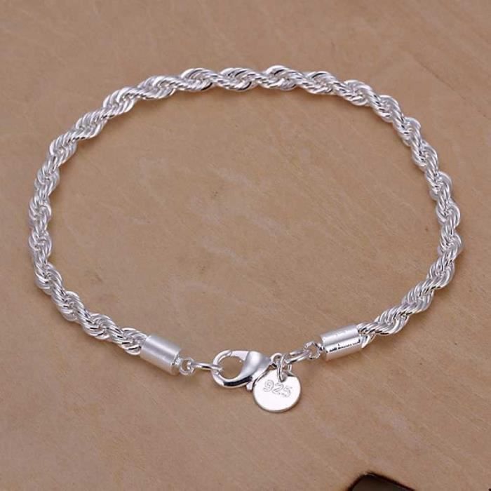 Bracelet Torsadé Argent 925 femme Argent - Achat / Vente bracelet ...