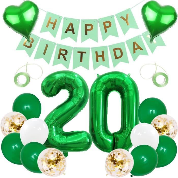 Lot De 17 Ballons Gonflables En Latex Pour Anniversaire 20 Ans Vert 80 ...