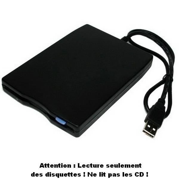 Lecteur USB externe de disquette - 3.5 pouces 1,44 MB Portable - Noir ...