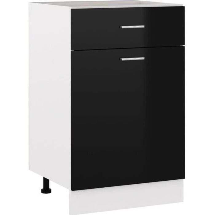 2226®HOME MODERNE Armoire de plancher tiroir Noir brillant 50x46x81,5cm ...