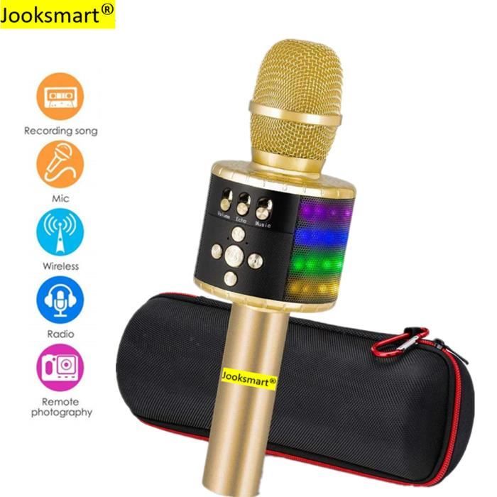 Microphone Sans Fil Micro Karaoké Lumineux Bluetooth USB Micro Pour ...