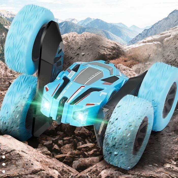 Jouet Voiture Electrique Bleu Radiocommandée Double Face Véhicule De Cascade Véhicule Inversé ...