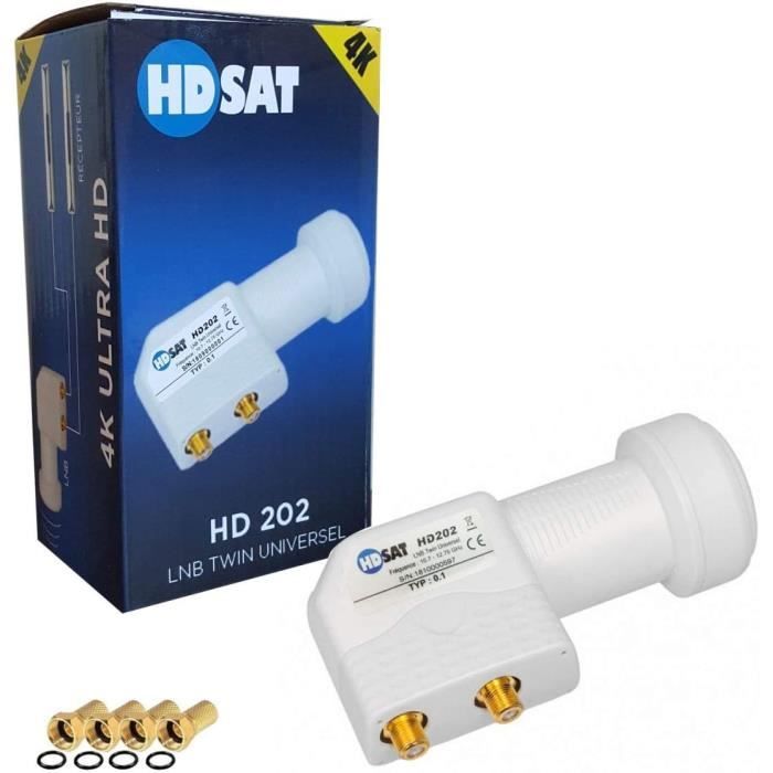 HD202 LNB Twin Full HD 4K Tête Parabole 2 Sorties 0,1dB + 4 Fiches F.[Q991] - Cdiscount TV Son Photo