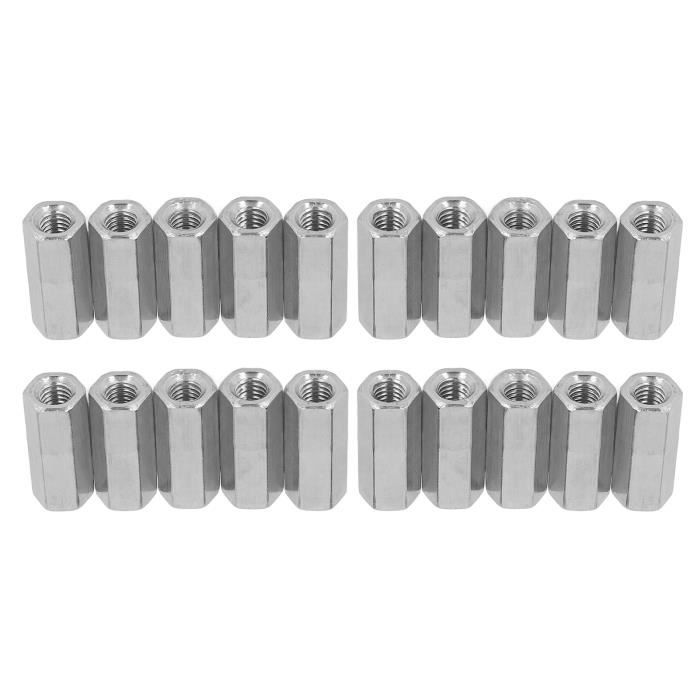Duokon écrou d'accouplement à tige hexagonale 20 pièces écrou d'accouplement hexagonal M6x1 ...