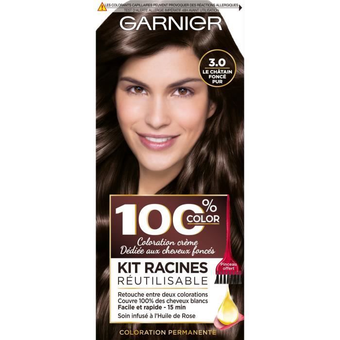 Coloration Permanente GARNIER pour racines 100% Color - Kit Retouche 3. ...