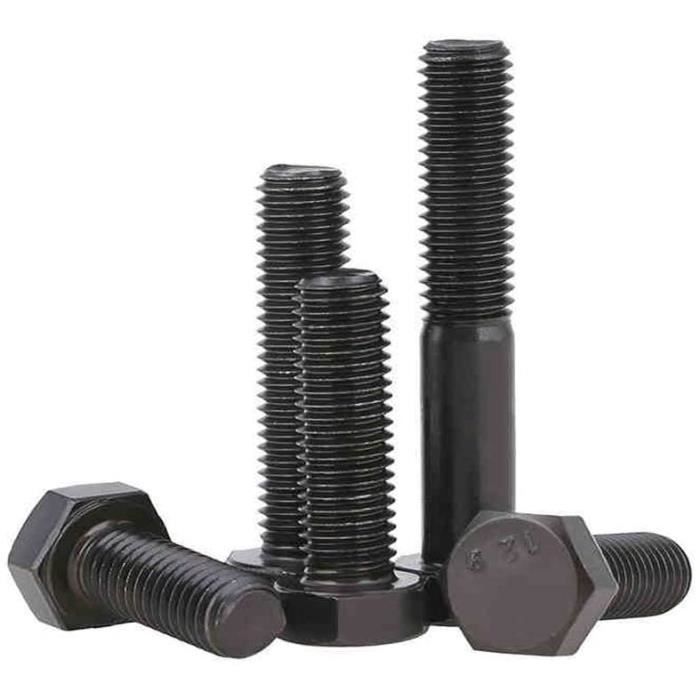 Boulon - Boulons Hexagonaux Acier Carbone Noir Haute Intensité Vis 1 ...