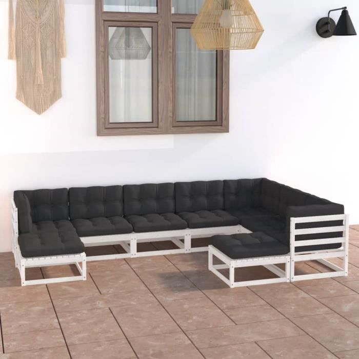 Star Sale* Salon bas de jardin balcon Sofa de jardin 9 pcs avec ...