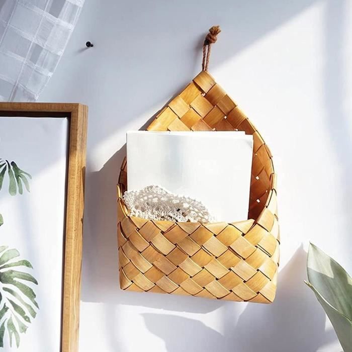 Panier de rangement - Non spécifié - Modèle en bois tissé - Jaune ...