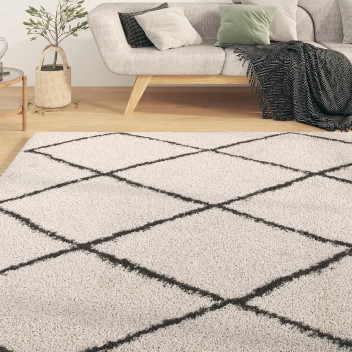 YOSOO Décorations - Tapis shaggy à poils longs Noir et crème 120x170 cm ... YOSOO Décorations - Tapis shaggy à poils longs Noir et crème 120x170 cm ...