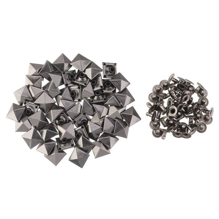 RIVET,grey-7mm--Rivets carrés pyramides 6 12MM, 50 ensembles, bricolage ...