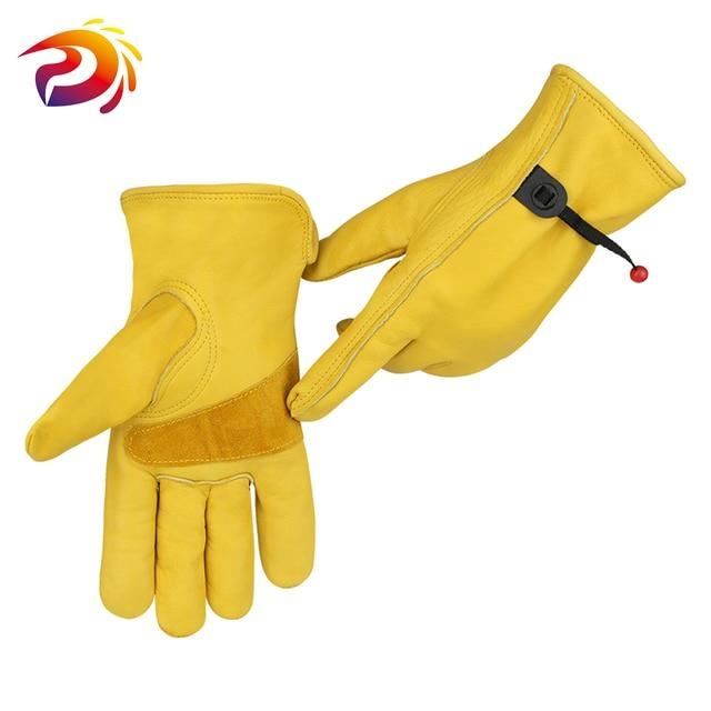 GANT DE CHANTIER,L--Gants de travail de sécurité en cuir, Double paume, en cuir de vache Durable ...