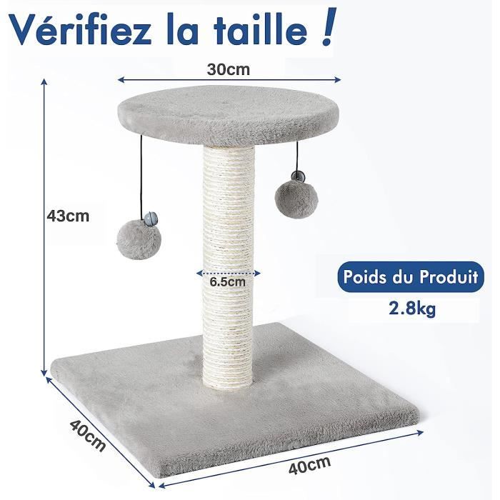 Griffoir chats, griffoir pour chat avec plateforme en peluche 43cm ...