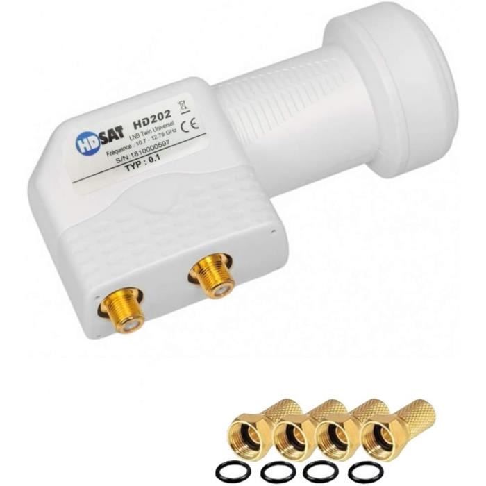 HD202 LNB Twin Full HD 4K Tête Parabole 2 Sorties 0,1dB + 4 Fiches F.[Q991] - Cdiscount TV Son Photo