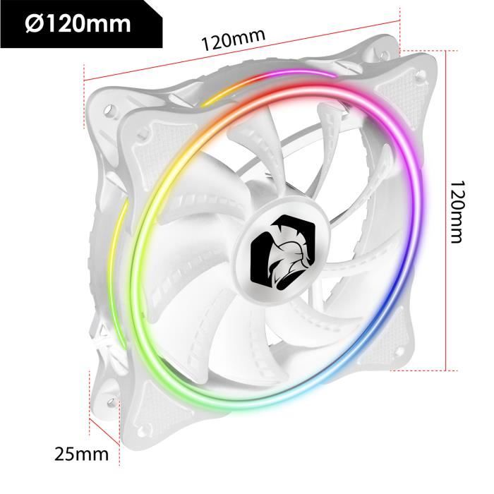 EMPIRE GAMING -Ventilateur de Boîtier PC Gamer 1x120MM - RGB Adressable LED PWM 3 pins 5 Volts ...
