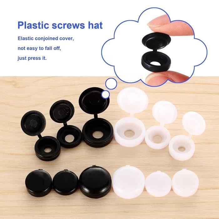 350pcs 3 types de cache-vis articulés, matière plastique nylon ...