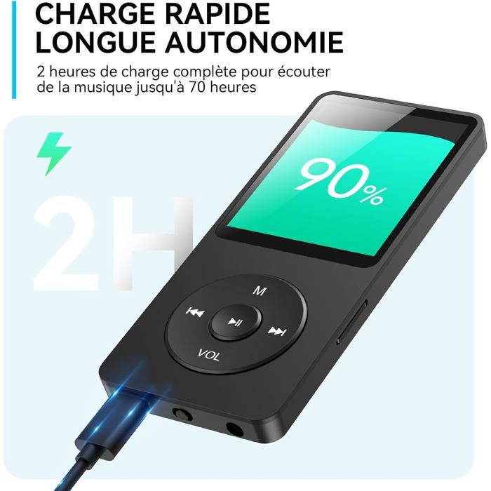 64Go Lecteur MP3 Classique, Ultra-Longue Autonomie jusqu'à 70 Heures ...