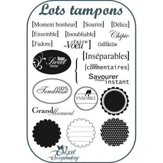 LOT TAMPON MESSAGE TEXTE JOURNALING BONHEUR TENDRESSE SCRAP CARTE ...