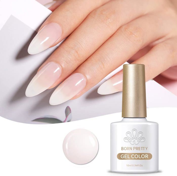 Vernis Semi Permanent Blanc Laiteux, 10Ml French Transparent Milky ...