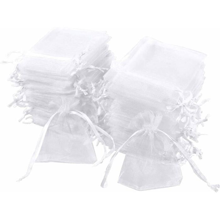 Lot de 100 sachets organza blanc, 7 x 9 cm, pochette cadeau organza ...