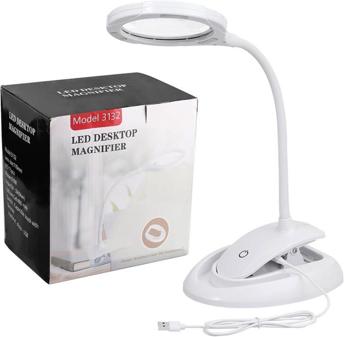2 En 1 Lampe Loupe Led-Loupe De Table Grossissement 5X10X-3 Mode De ...