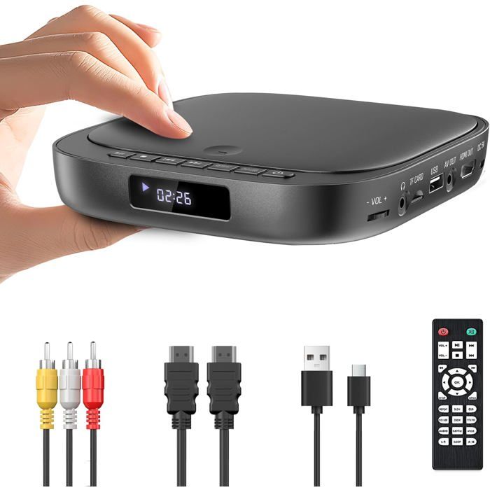 Desobry Lecteur DVD TV Avec Entrée USB/TF, HDMI Intégré PAL/NTSC ...