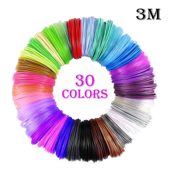 Fil Stylo 3D, Recharges de Filament Pla 1.75 pour Stylo 3D, 30 couleurs ...