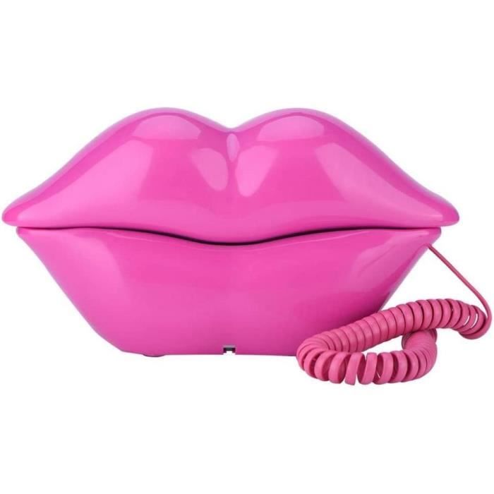 Téléphone Fixe Rétro, Téléphone Filaire Funny Rose Red Lips Plastic ...