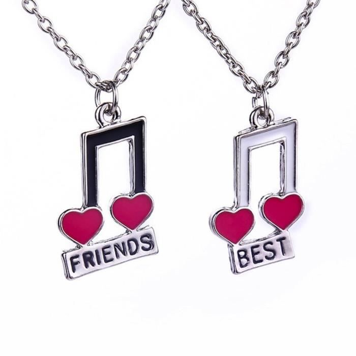 Colliers argentés amitié BEST FRIENDS musique: 2 pendentifs + 2 chaines ...