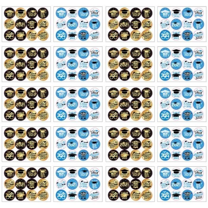 Graduation Décorations 20 Feuilles Classe de 2021 Autocollants ...